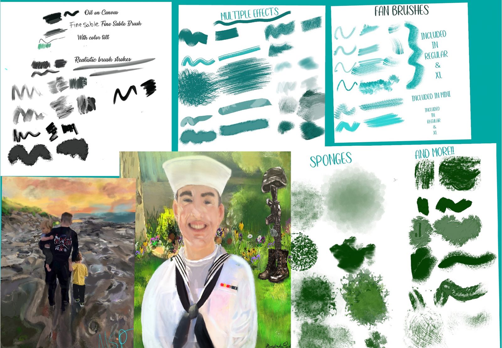 Paint like Brushes - Oil Paint, Acrylics - Free Brushes for Procreate