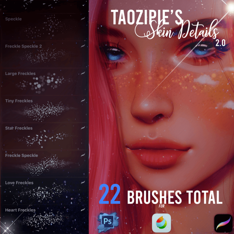 Huge pack of skin brushes for Procreate by Taozipie - Free Brushes for Procreate