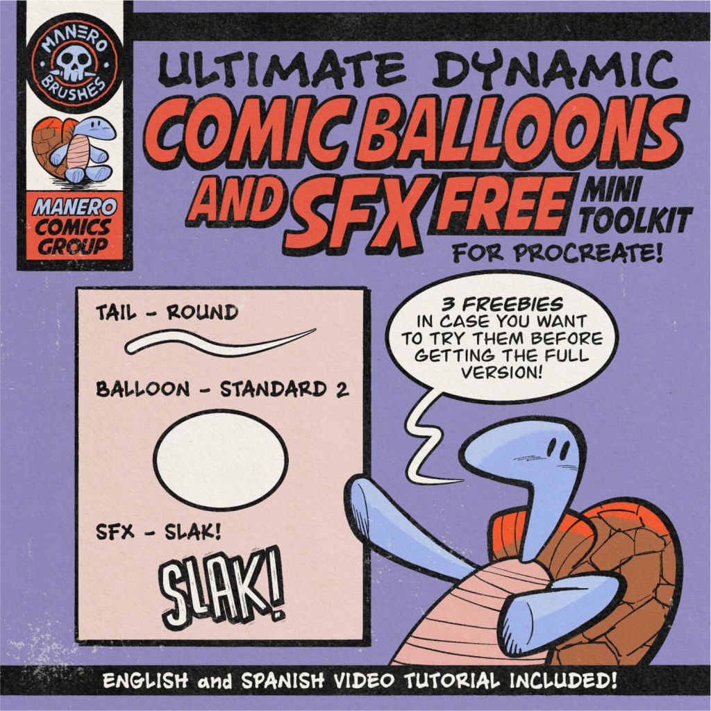 FREE Comic Balloons & SFX Mini Toolkit for Procreate - Free Brushes for Procreate