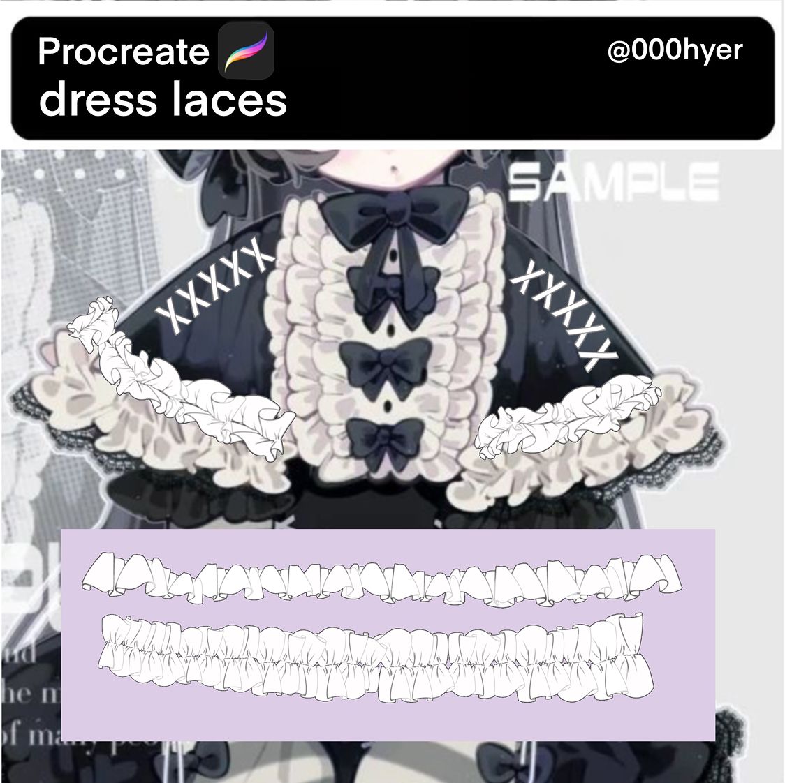 Сute manga dress laces procreate brushes - Free Brushes for Procreate