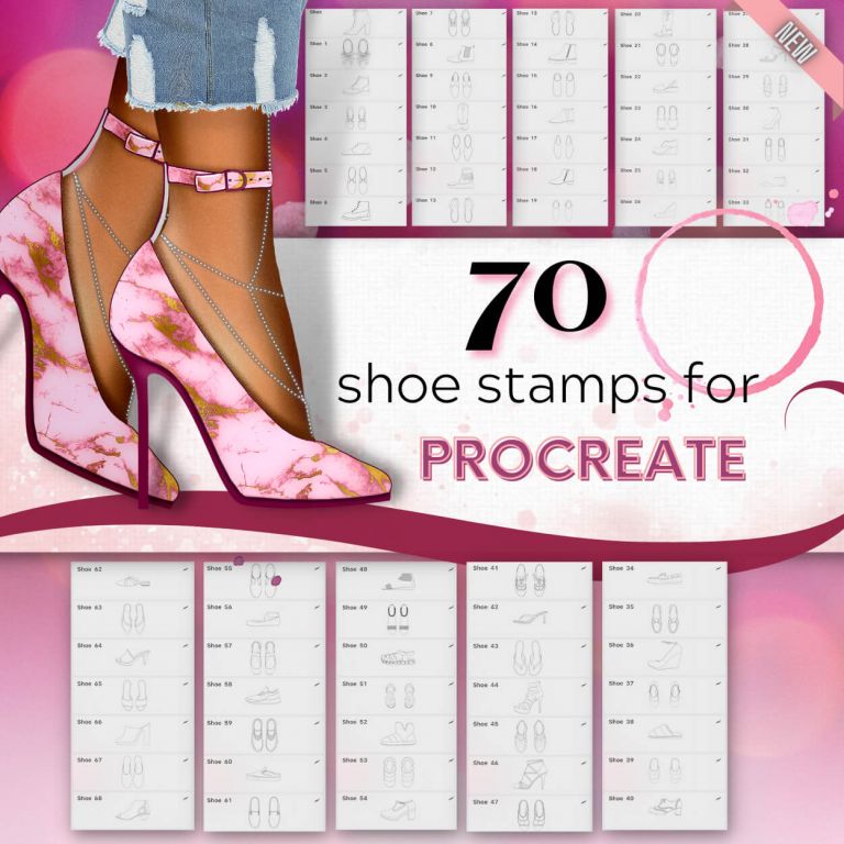 70 Female Shoe Stamps for Procreate - Free Brushes for Procreate