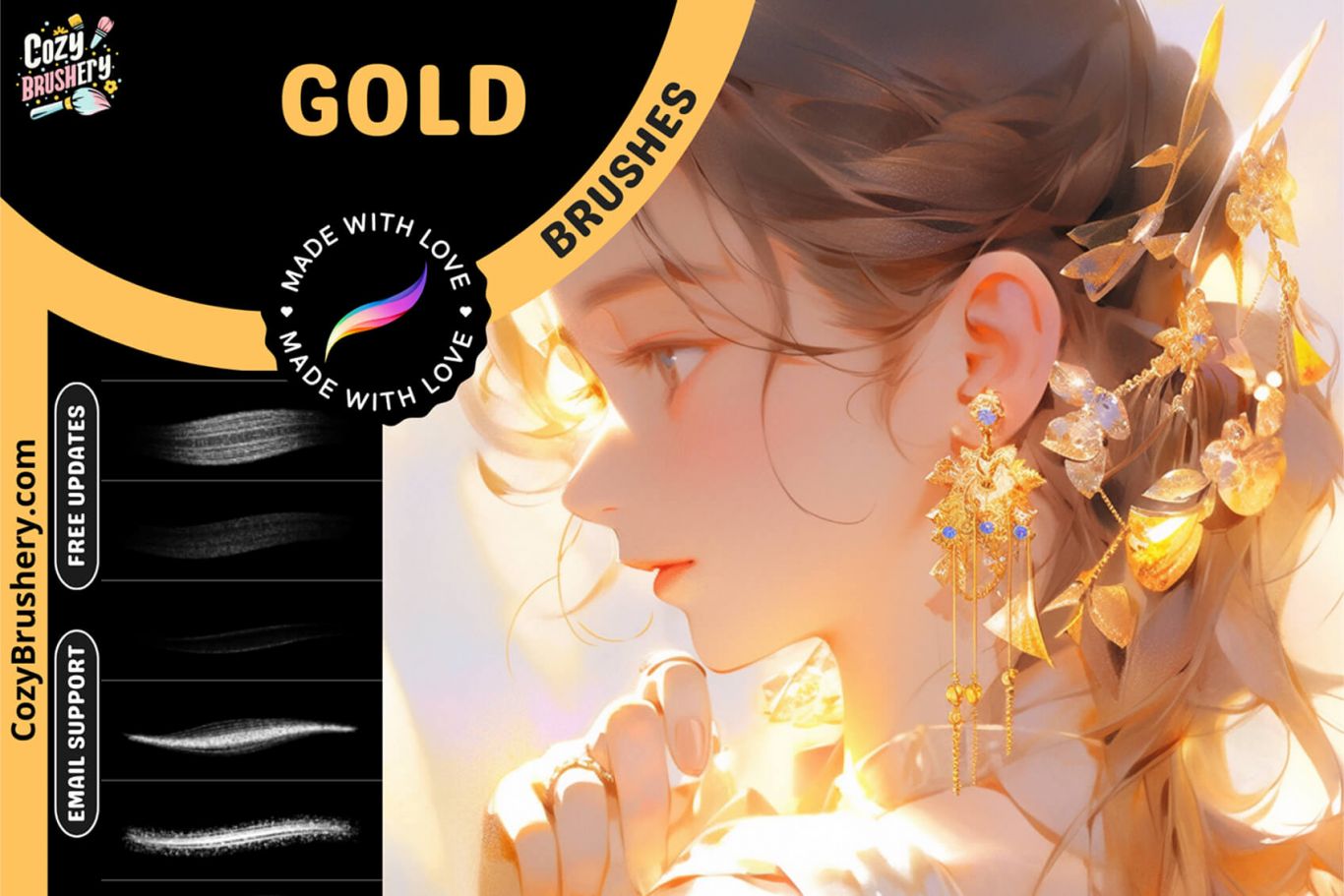 FREE Ultimate Gold Brush Collection for Procreate - Free Brushes for Procreate