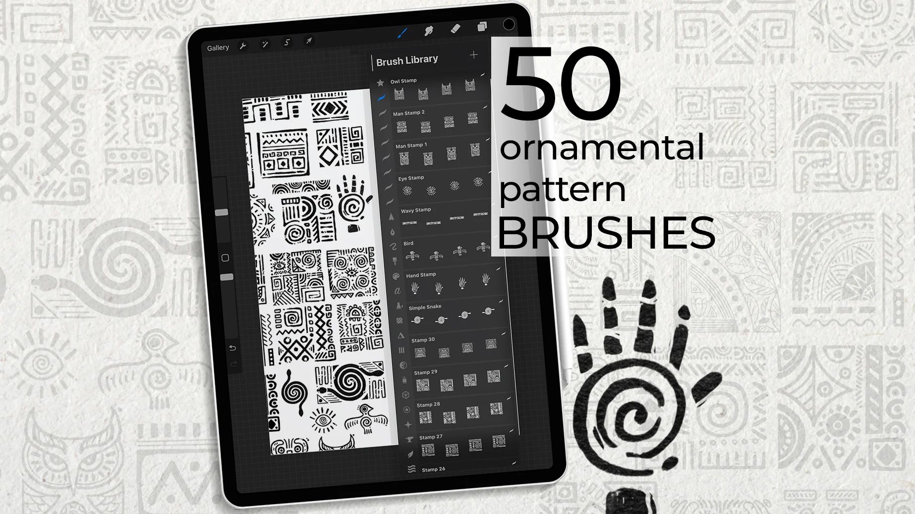 Ornament Pattern Brushes for Procreate - Free Brushes for Procreate