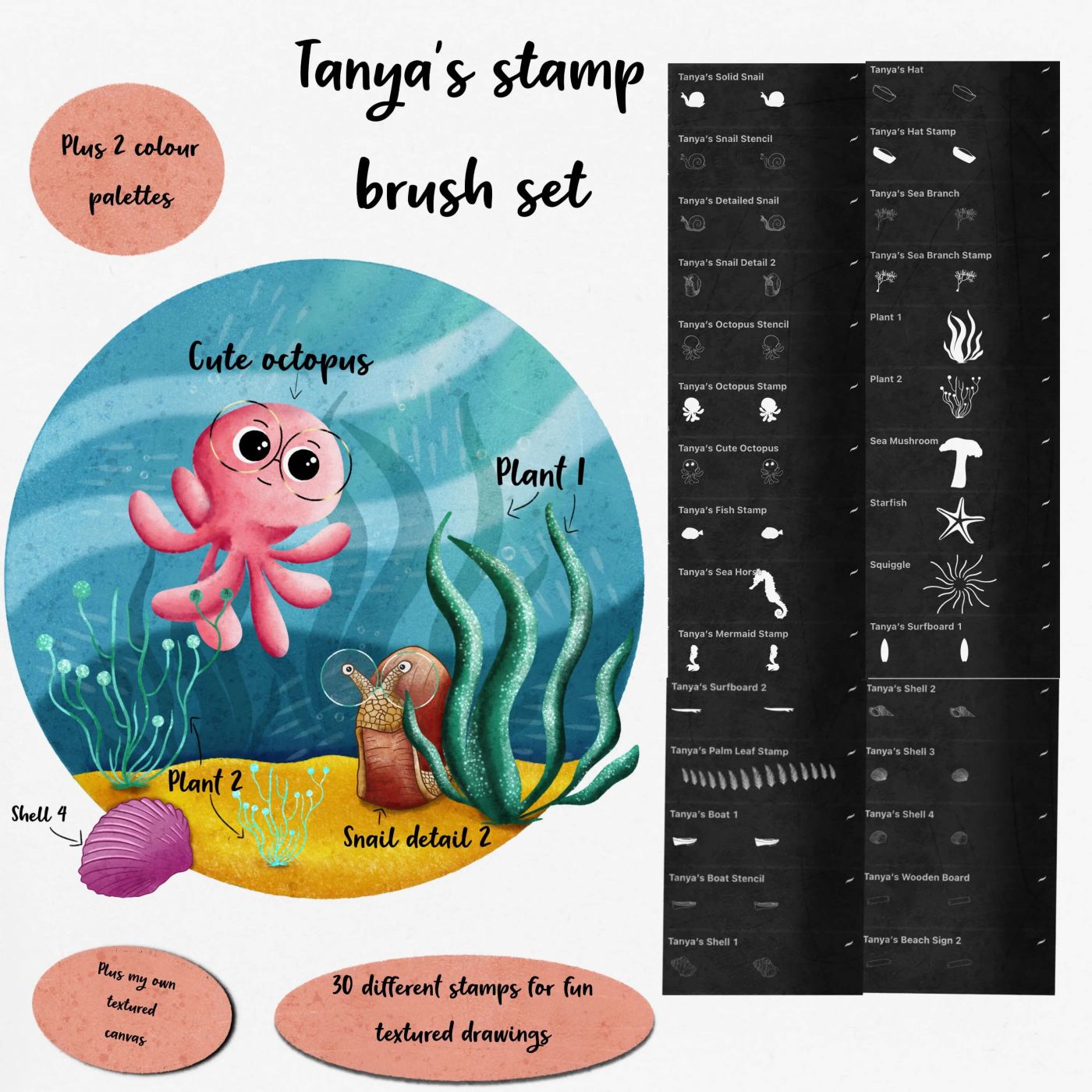 Tanya’s stamp brush set for Procreate - Free sample - Free Brushes for ...