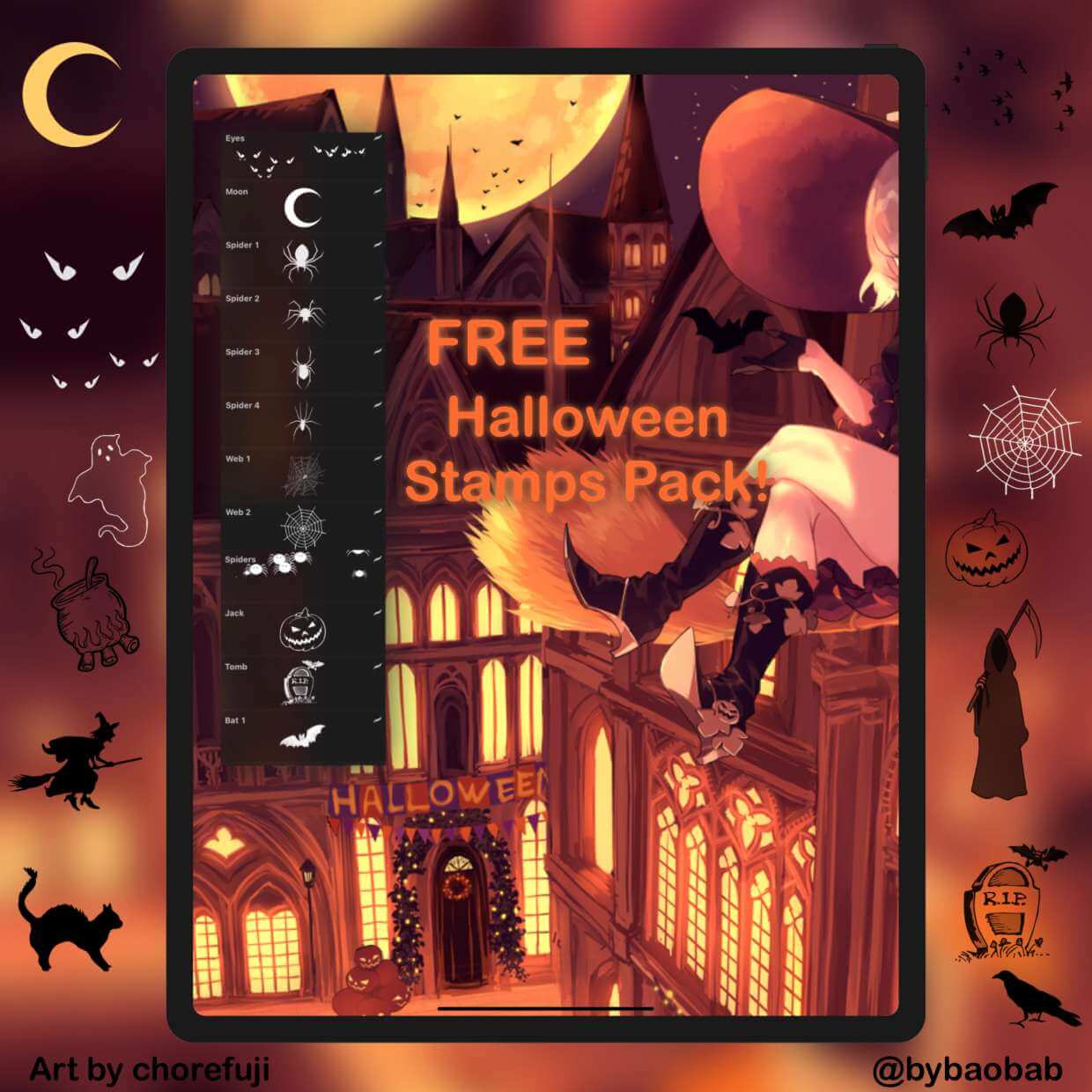 FREE Halloween Stamps Pack - Free Brushes for Procreate