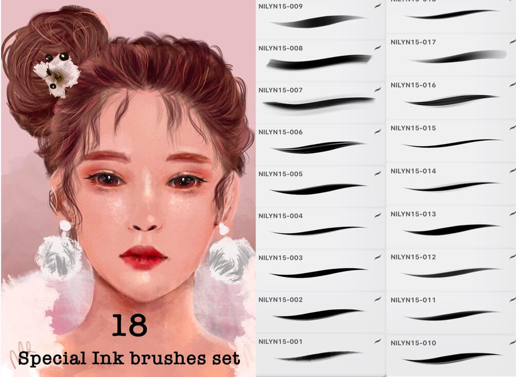 18 Special ink paint brushes - Free Brushes for Procreate