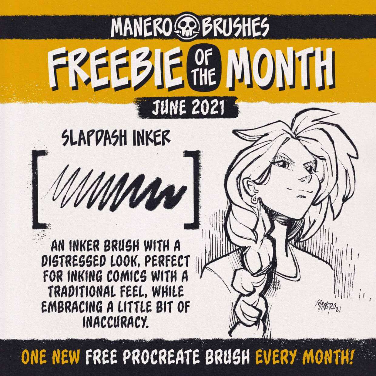 Slapdash inker (Freebie of the Month) - Free Brushes for Procreate