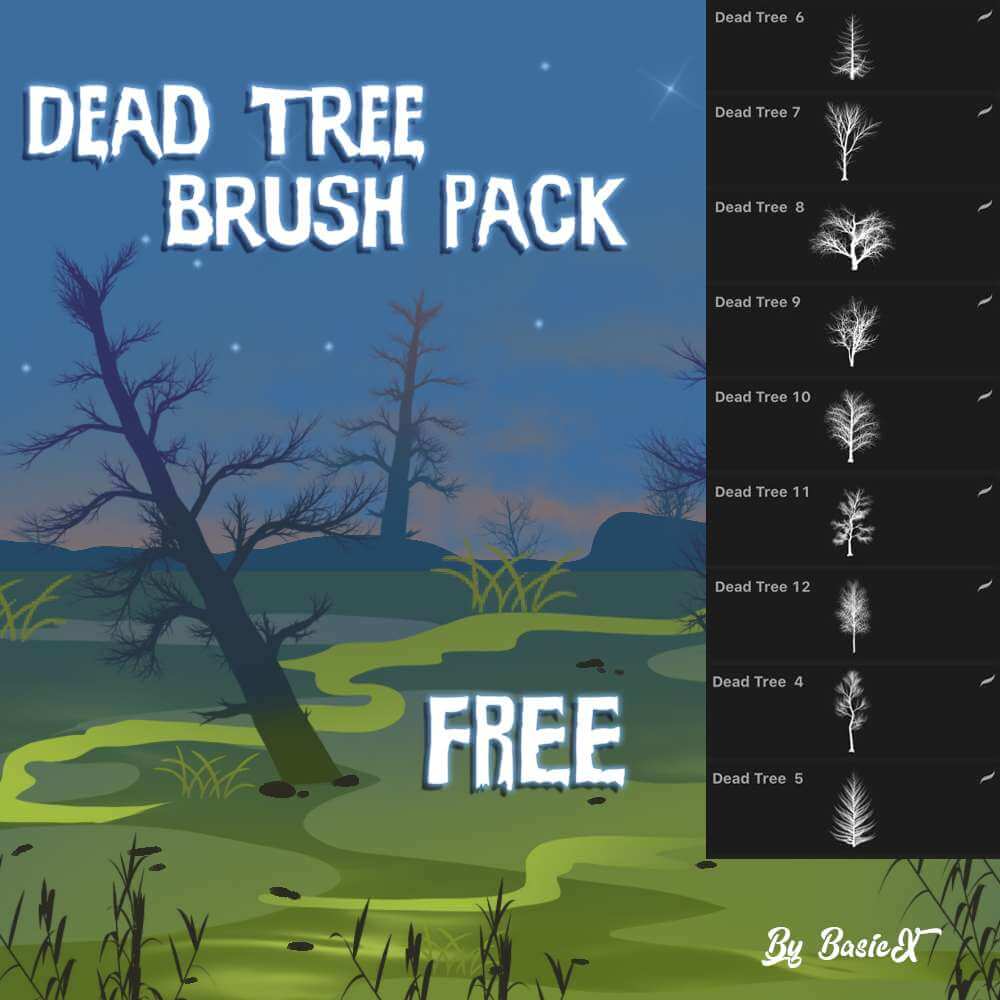 Free dead tree brush pack! - Free Brushes for Procreate