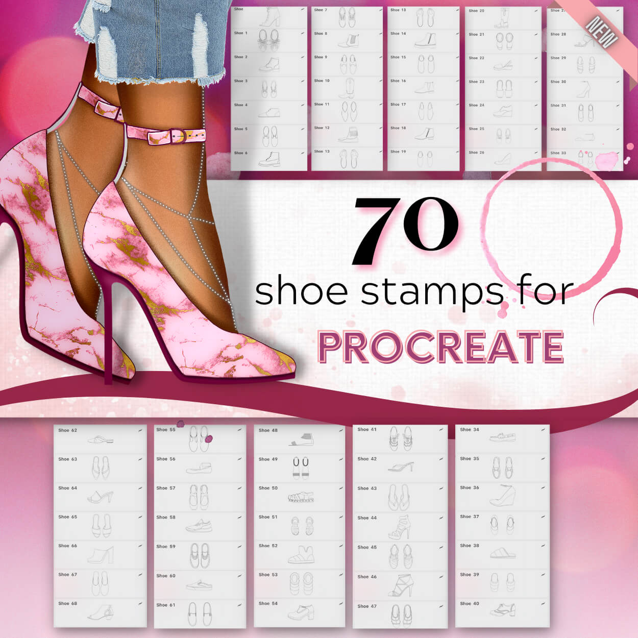 70 Female Shoe Stamps for Procreate - Free Brushes for Procreate