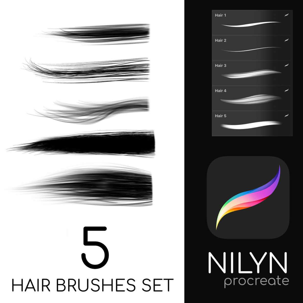 FREE Amazing of HAIR BRUSHES - Free Brushes for Procreate