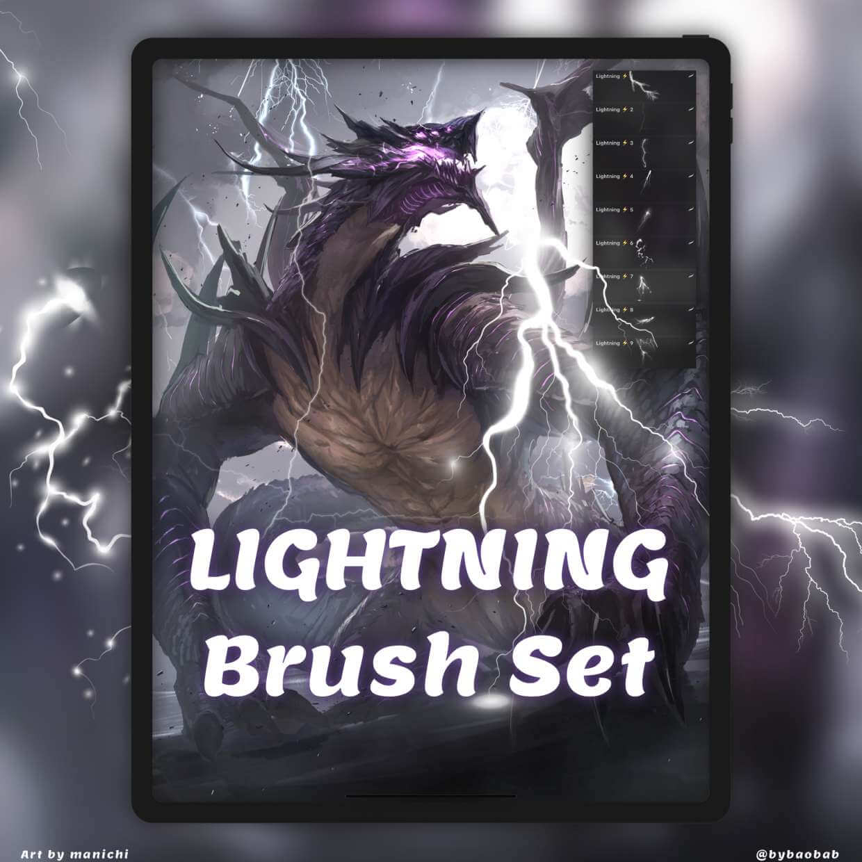 FREE Lightning Brush Set - Free Brushes for Procreate