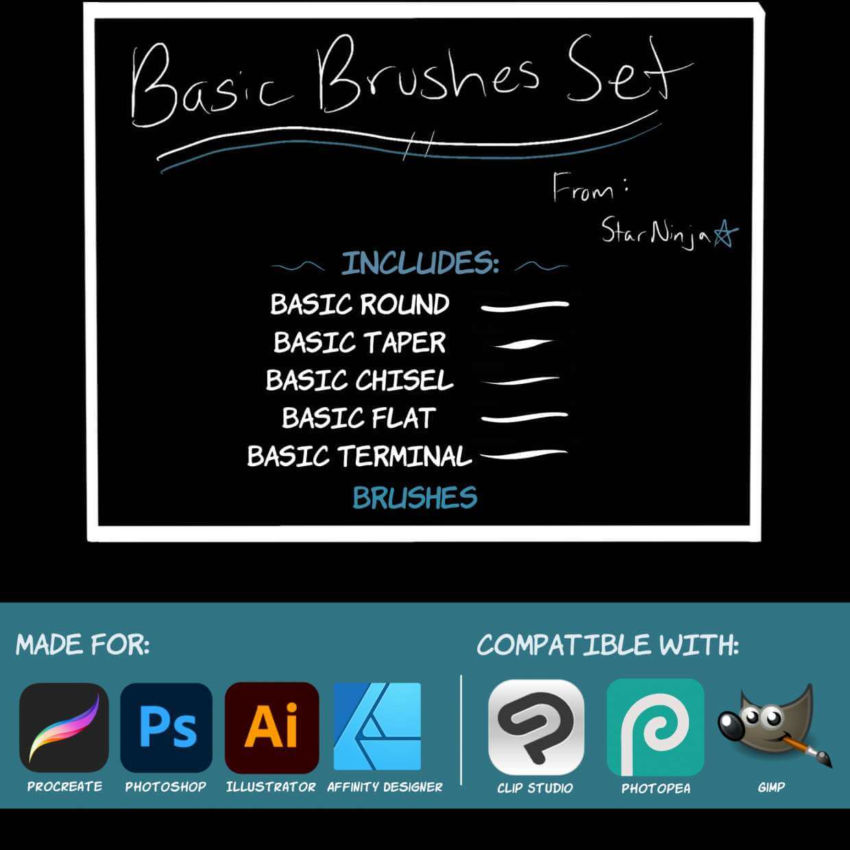 Basic Brushes Starter Pack - Free Brushes for Procreate