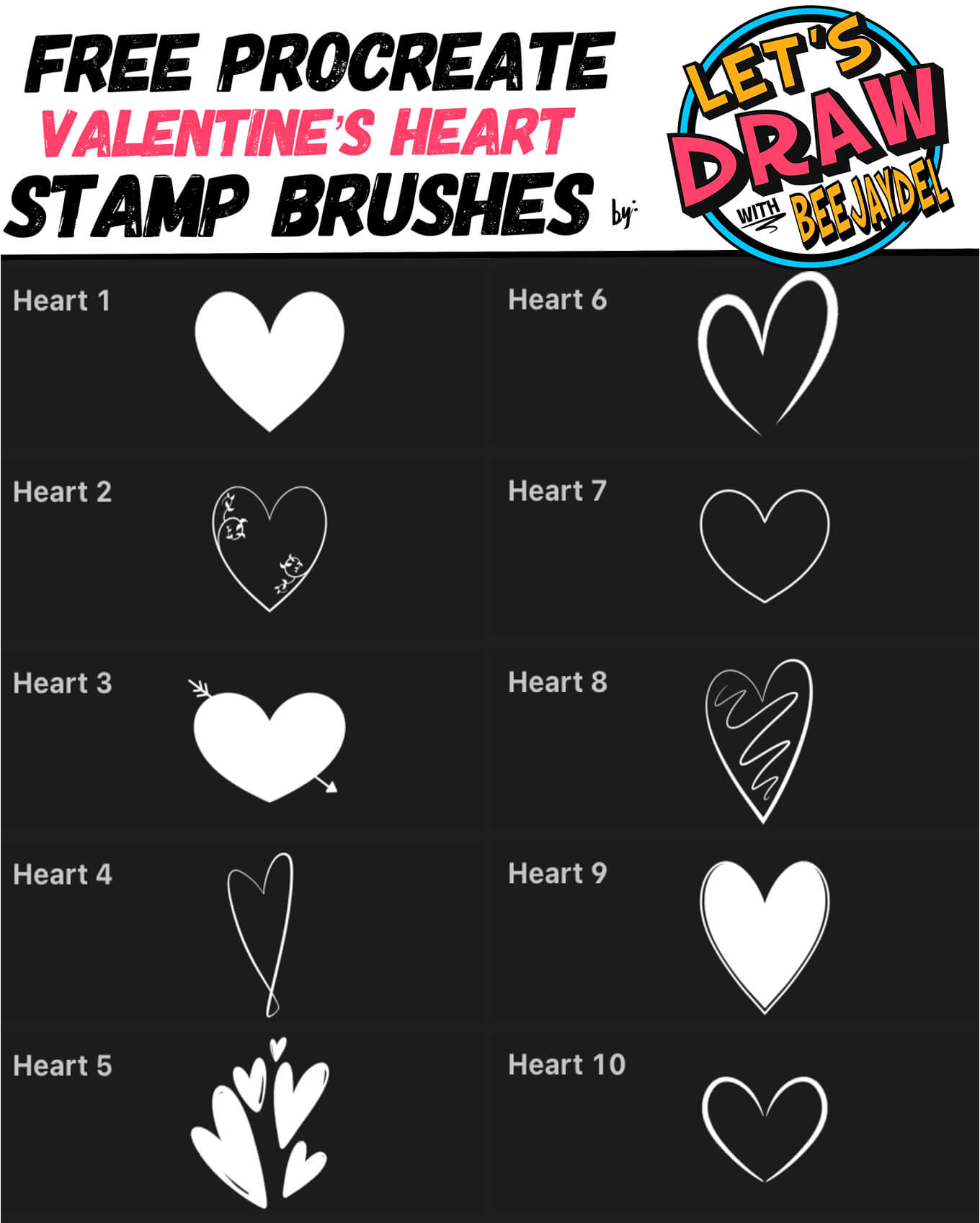 BeeJayDeL's Valentine's Heart Brushes for Procreate - Free Brushes for ...