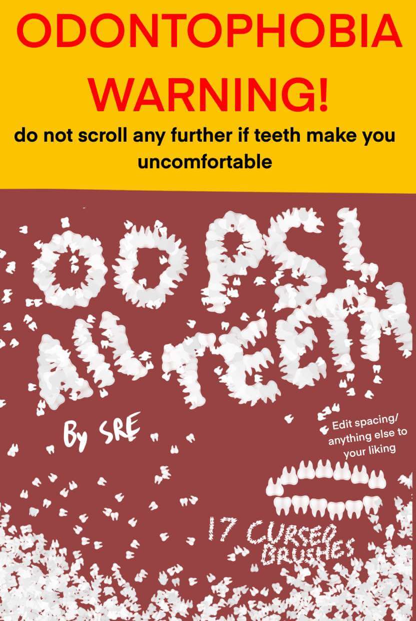 Teeth Brushes (ODONTOPHOBIA WARNING) - Free Brushes for Procreate