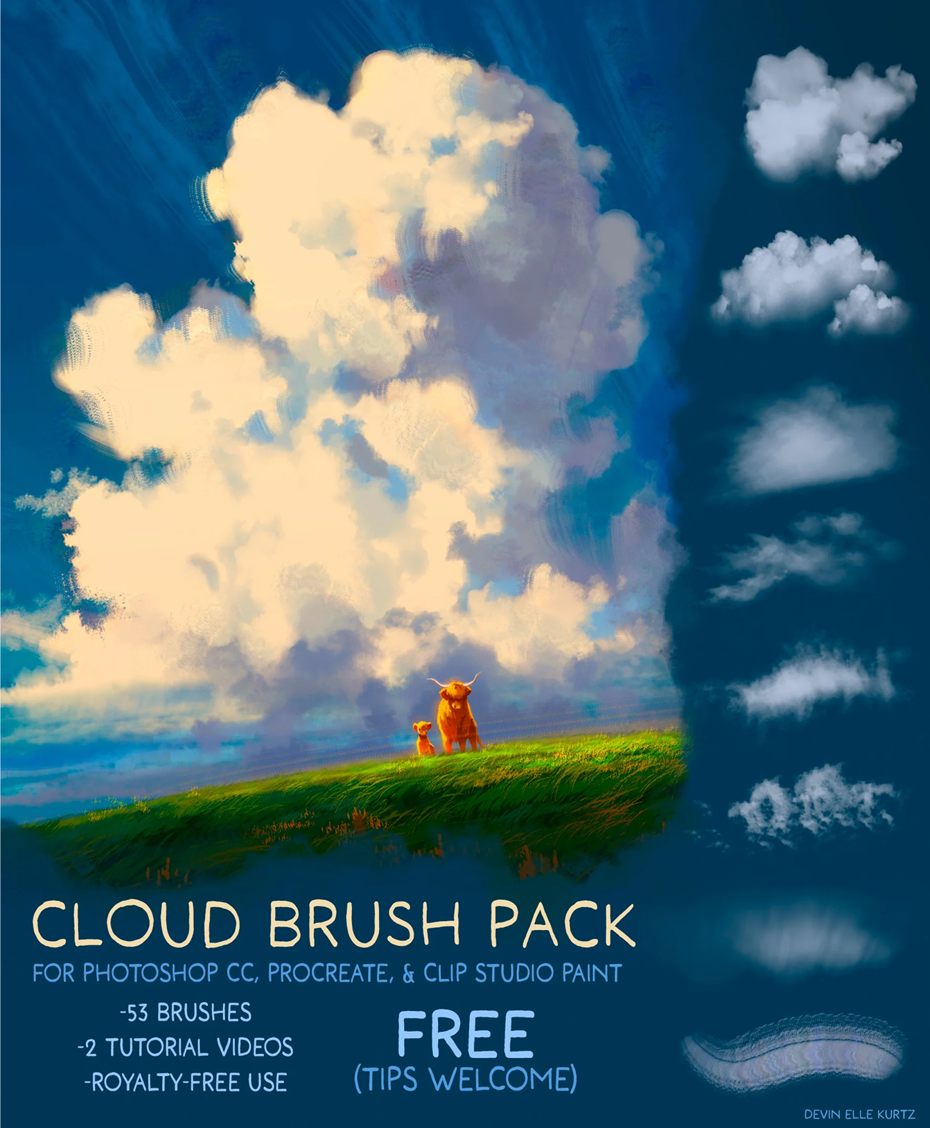 Cloud Brush Pack - Free Brushes for Procreate