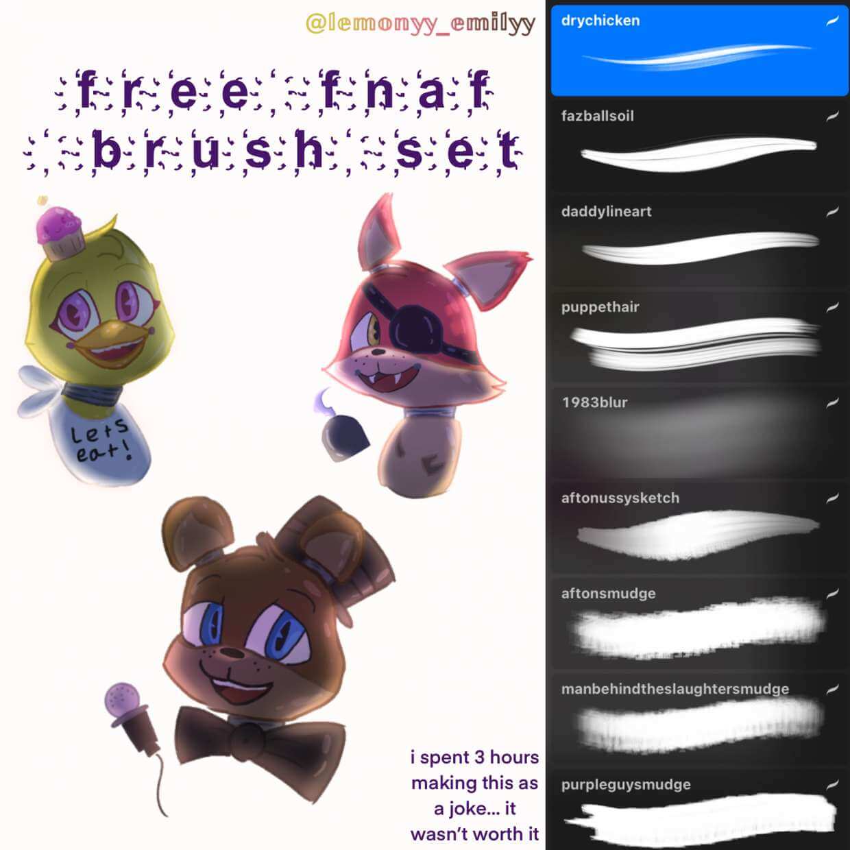 Free fnaf brush set (40 brushes) - Free Brushes for Procreate
