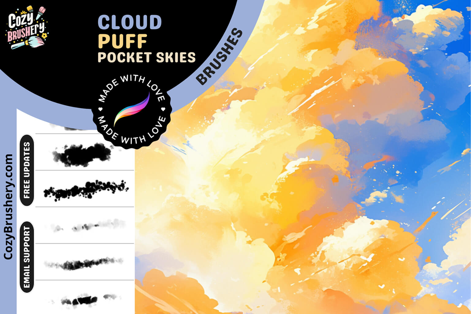 Procreate Brushes: Cloud Puff Pocket Skies, 9 Brushes for Soft, Bold, and Dreamy Sky Textures ...