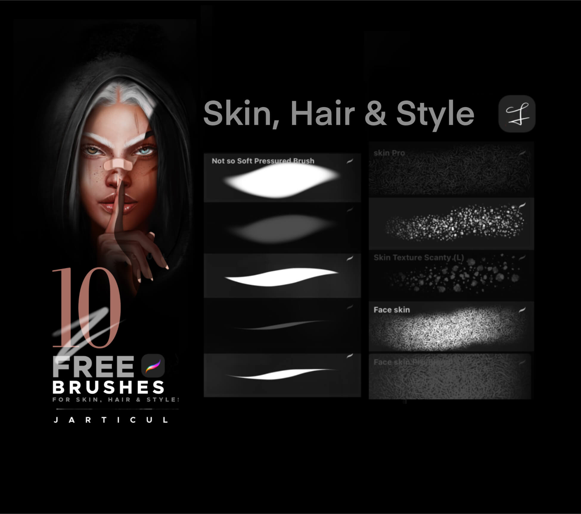 Free Skin & Hair Procreate Brushes - Free Brushes for Procreate