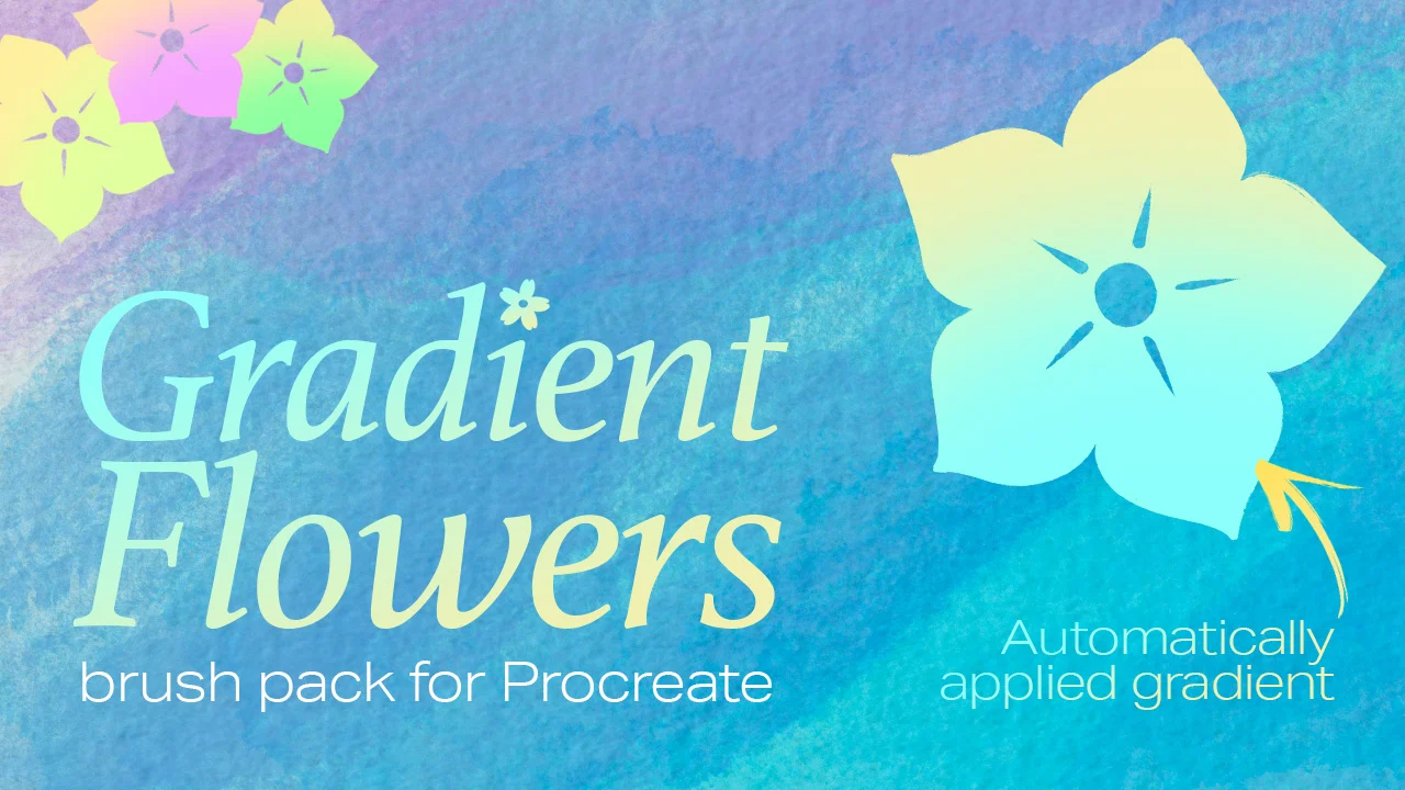 Gradient Flowers Brush Pack for Procreate - Free Brushes for Procreate