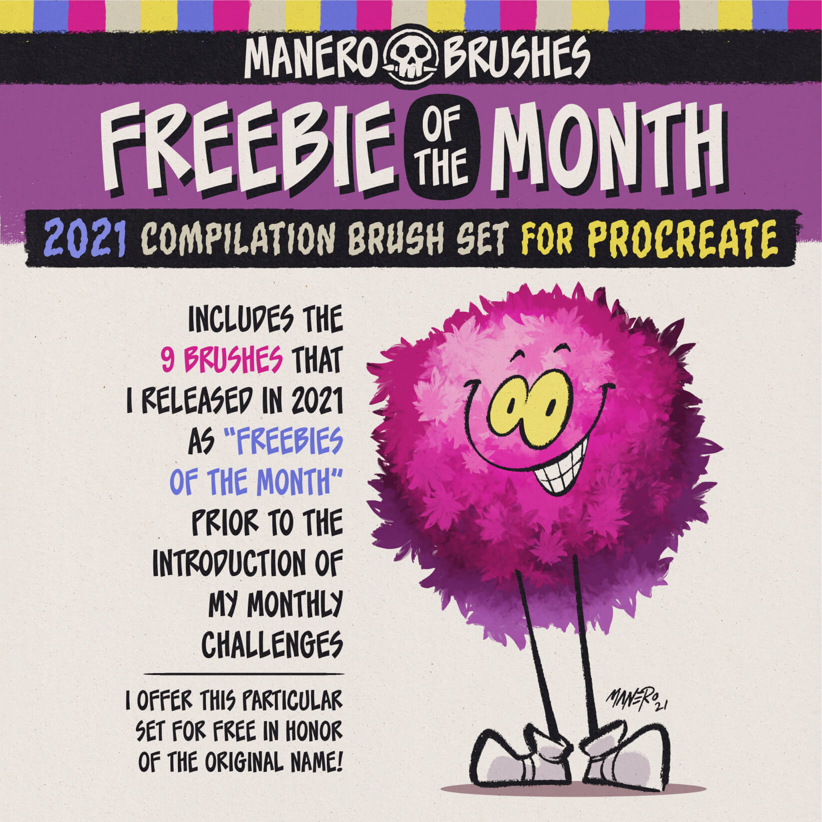 Freebie of the Month 2021 Compilation Brush Set for Procreate - Free Brushes for Procreate