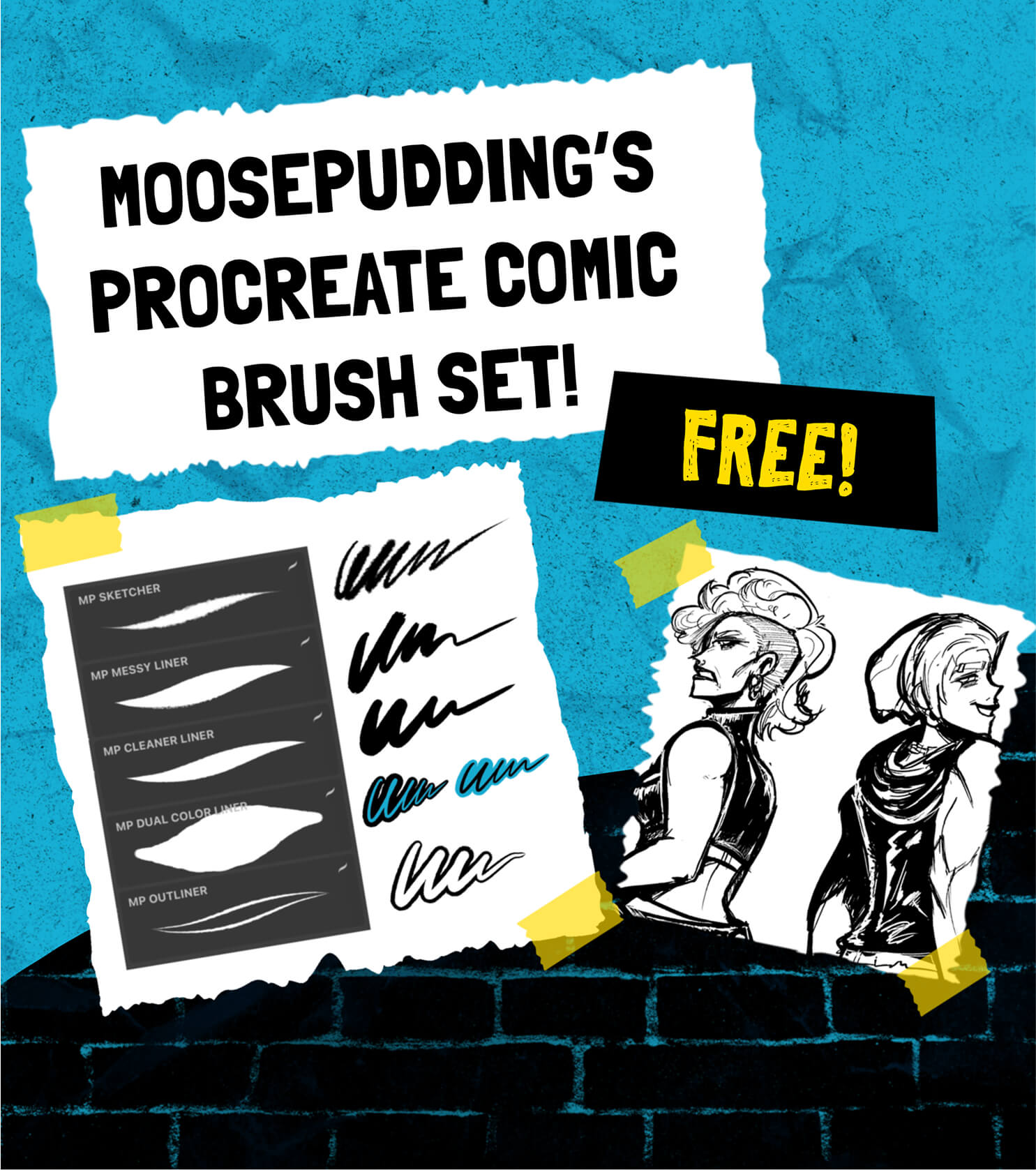 Moosepudding’s Comic Brush Set | For Procreate - Free Brushes for Procreate