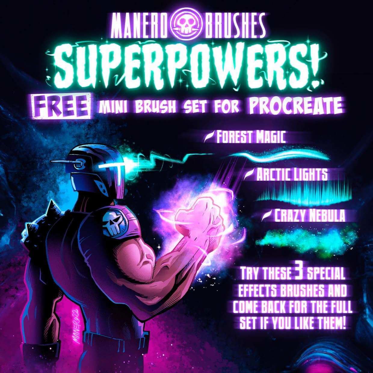 SuperPowers mini brush set - Free Brushes for Procreate