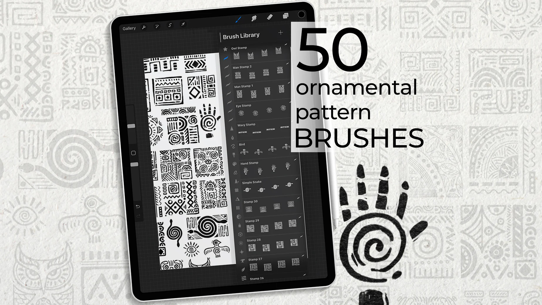Ornament Pattern Brushes for Procreate - Free Brushes for Procreate