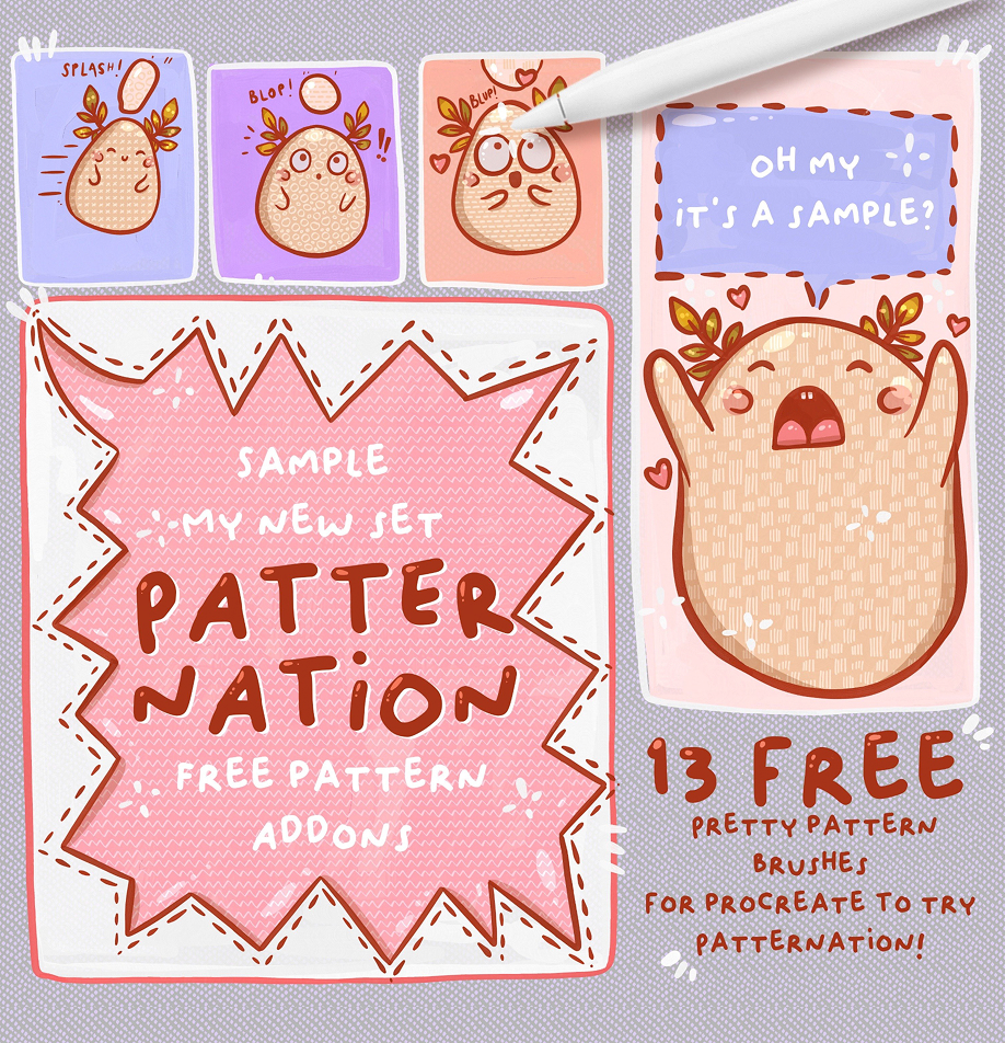 PATTERNATION EXTRA - 13 free seamless pattern brushes for Procreate - Free Brushes for Procreate