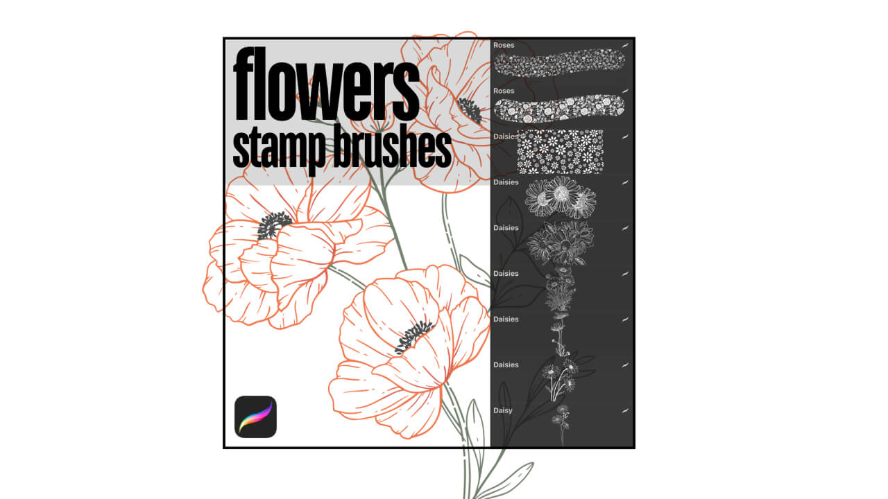 Flowers Stamps Brush Pack I - Free Brushes for Procreate