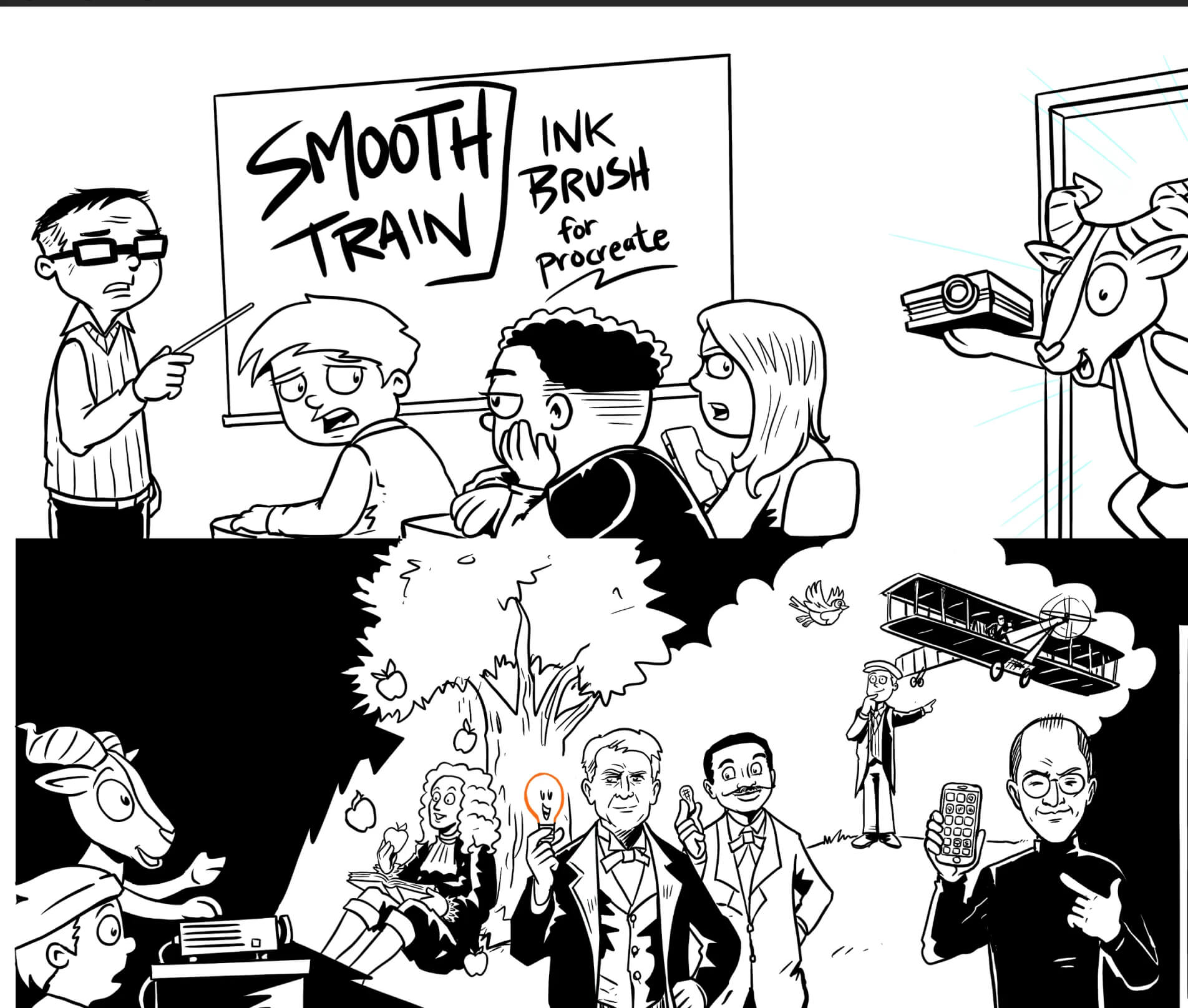 Smooth Train - Comic Ink Brush for ProCreate - Free Brushes for Procreate