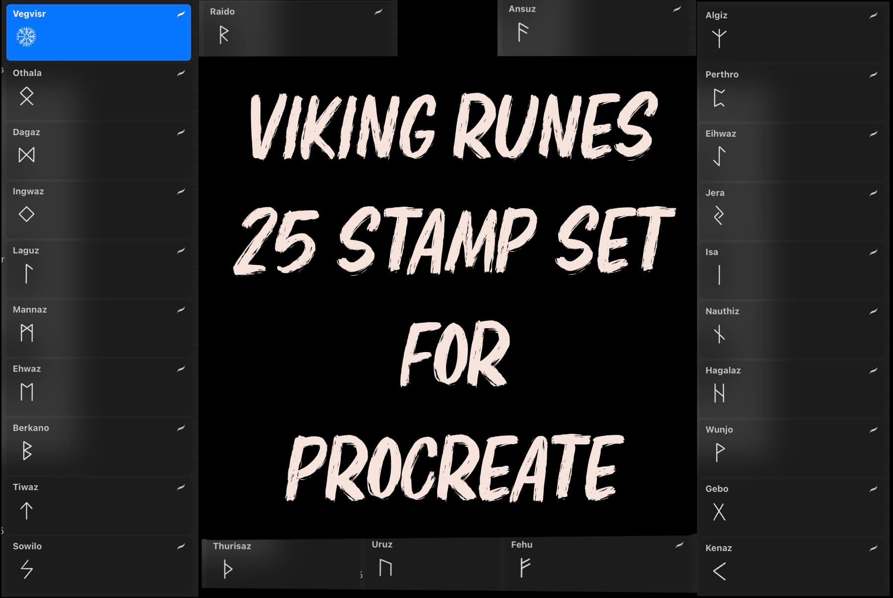 Viking Runes Procreate Stamp Set - Free Brushes for Procreate