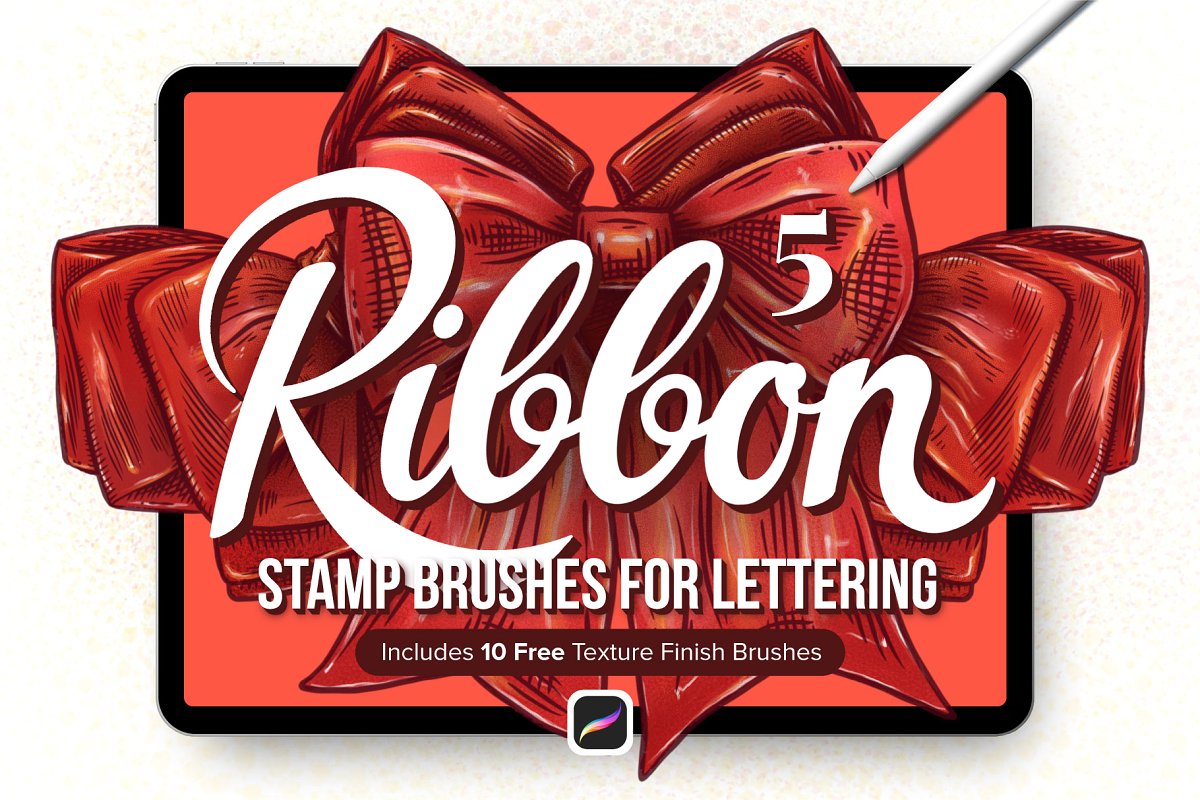 [Paid] 5 Ribbon Procreate Stamp Brushes - Free Brushes for Procreate