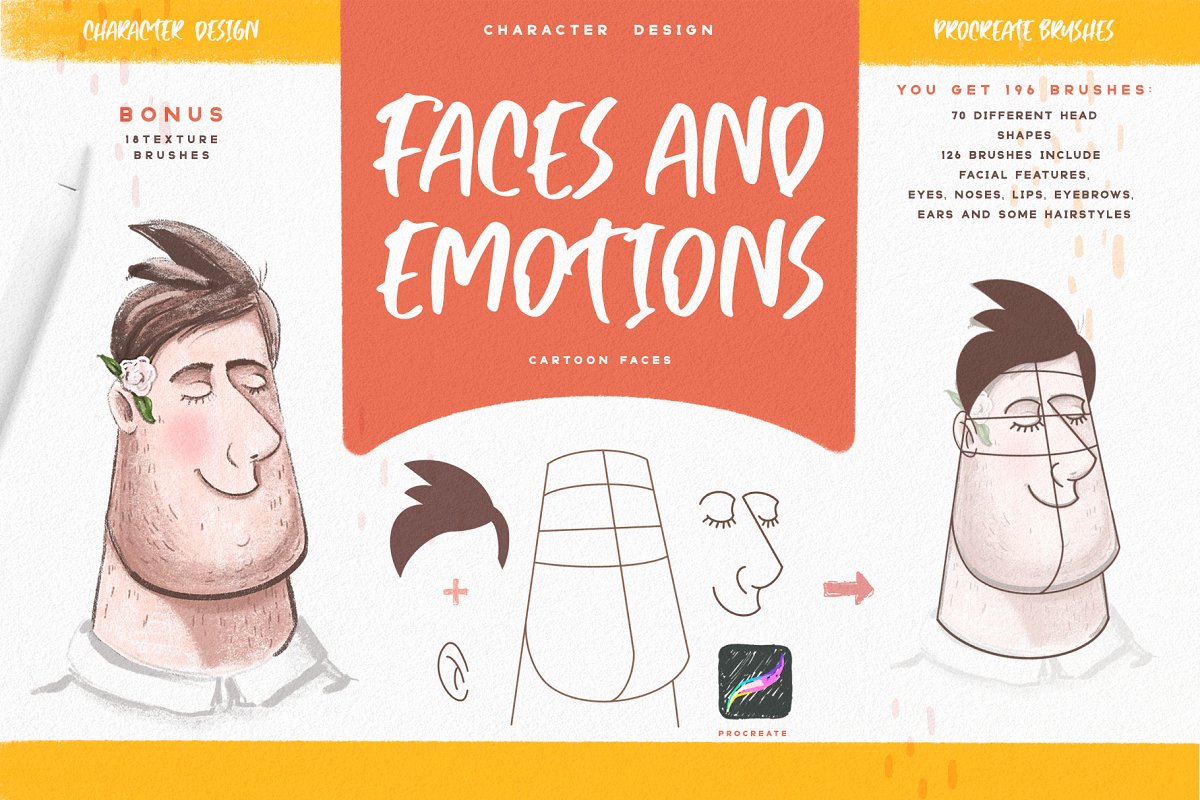 [Paid] Faces & Emotions Procreate Brush - Free Brushes for Procreate