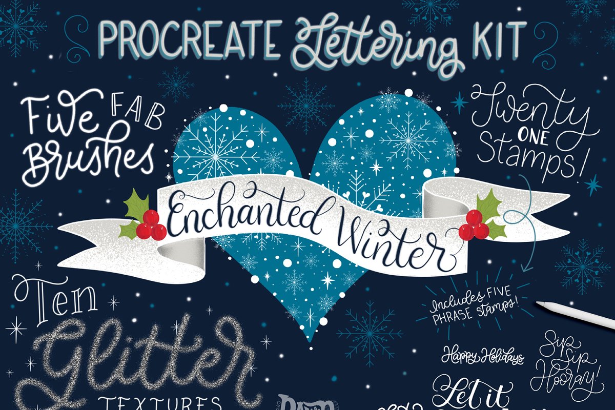 [Paid] Enchanted Winter Procreate Lettering - Free Brushes for Procreate