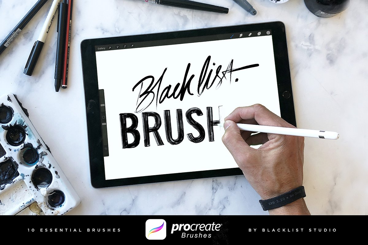 [Paid] PROCREATE BLACKLIST BRUSHES PACK - Free Brushes for Procreate