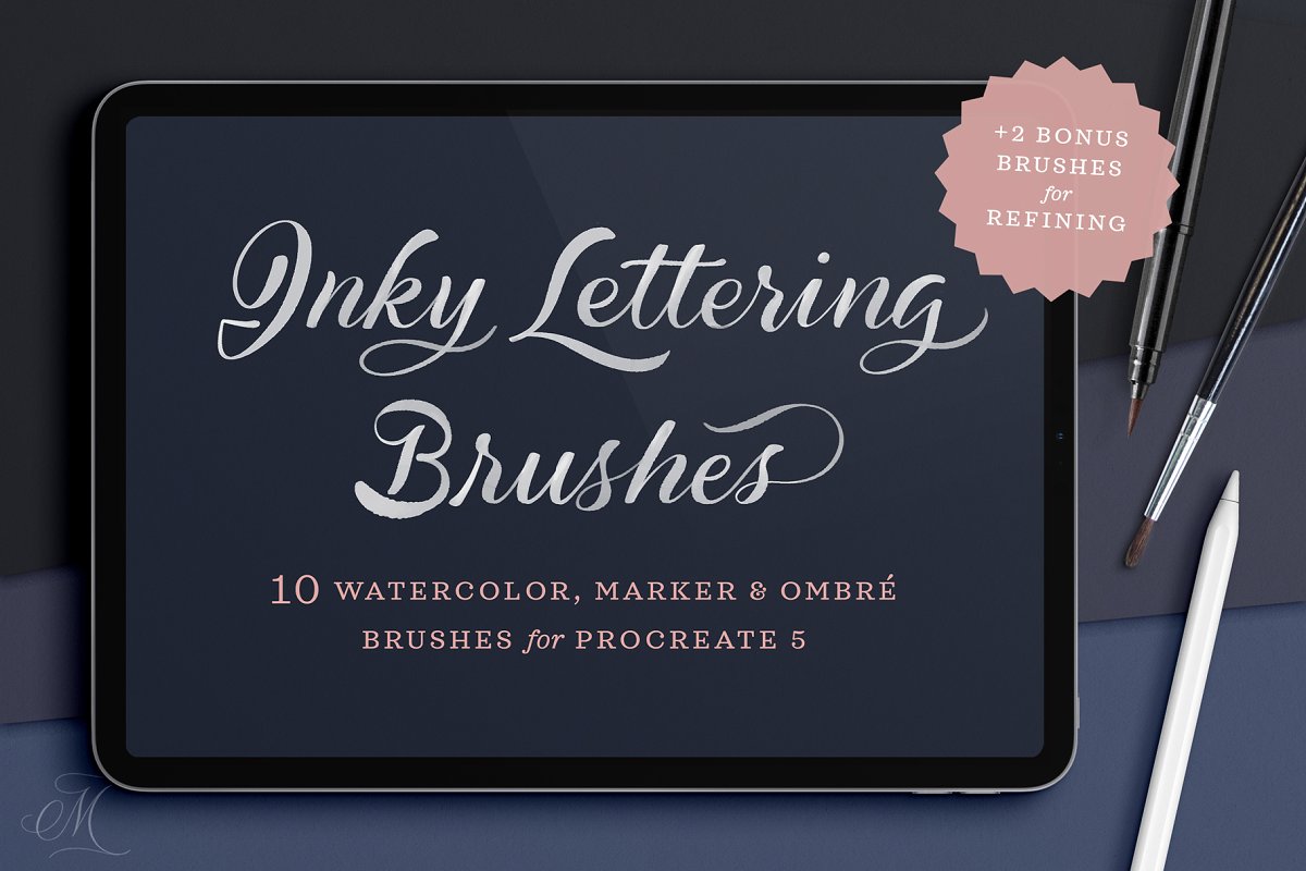 [Paid] Inky Lettering Procreate Brush Set - Free Brushes for Procreate