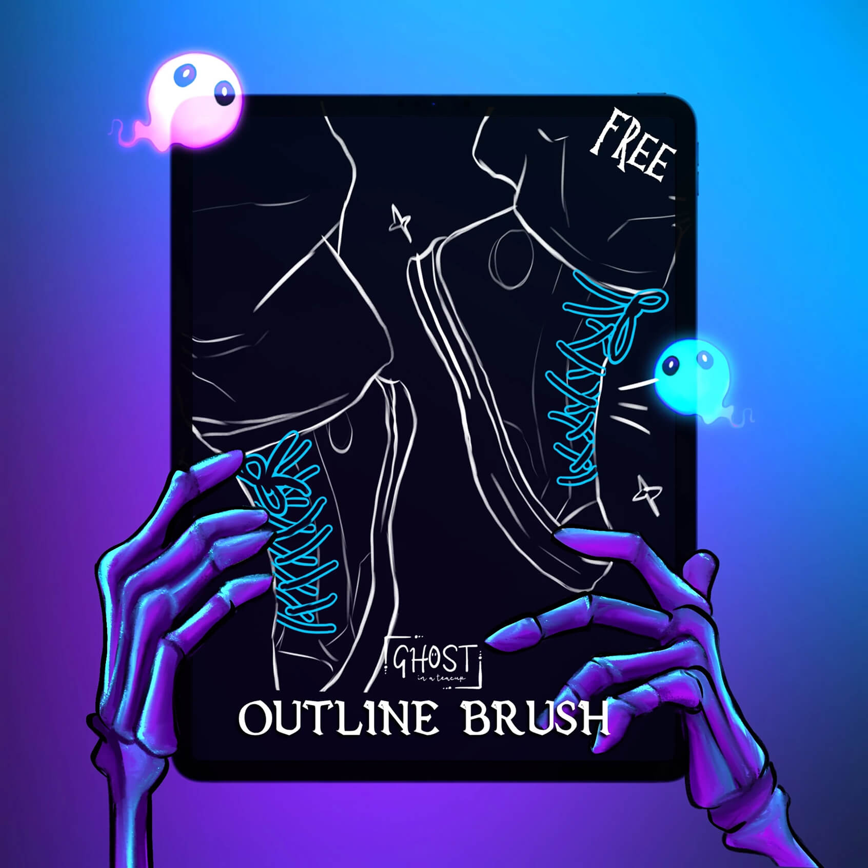 GH0STS FREE OUTLINE BRUSH Procreate Brush - Free Brushes for Procreate