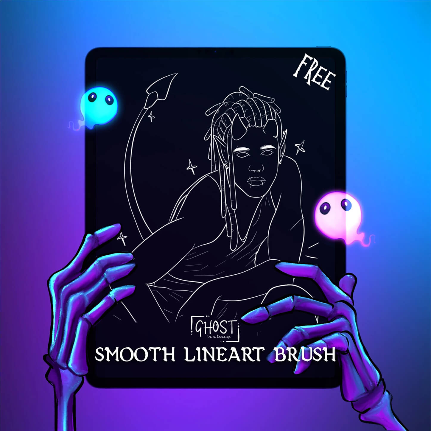 GH0STS FREE SMOOTH LINEART BRUSH Procreate Brush - Free Brushes for ...